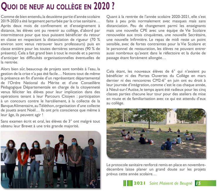 Bulletin municipal de St Maixent de Beugné - Site du collège Henri ...