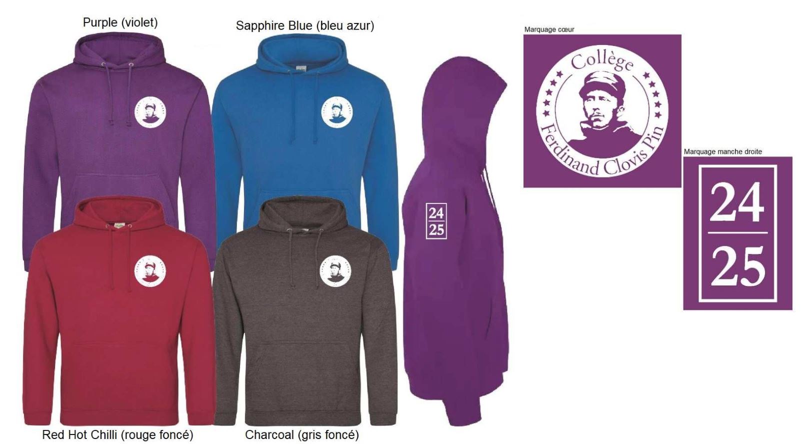 Vente de sweats à capuche avec flocage collège. - Collège Ferdinand ...